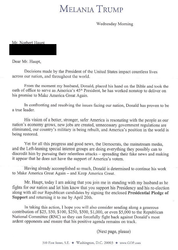 Melania is Asking Me for Money – Norbert Haupt